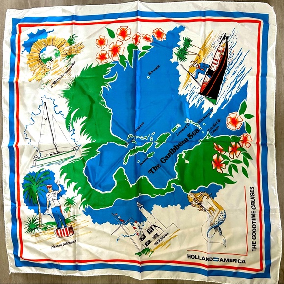 Vintage | Accessories | Vintage Holland America The Good Time Cruises Tourist Scarf The ...